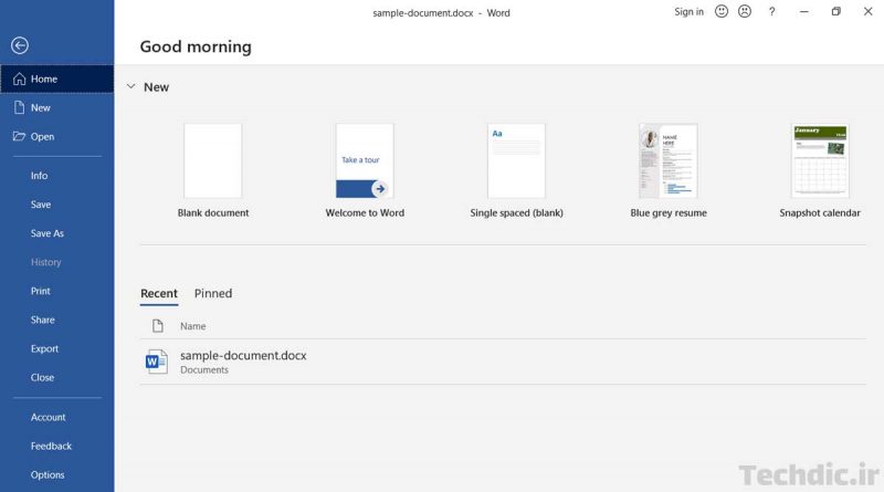 آشنایی با نمای پشت صحنه (Backstage view) در مایکروسافت ورد - تک دیک